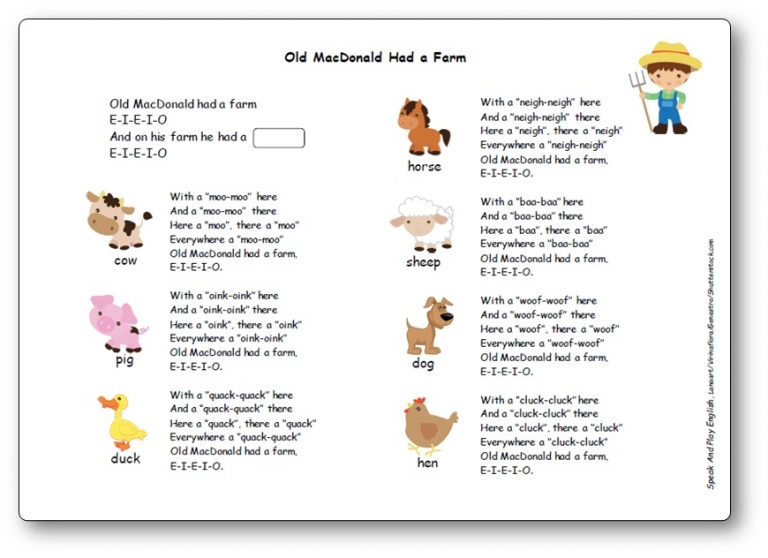 Old MacDonald Had a Farm – Song, Lyrics, flashcards and games "Old ...