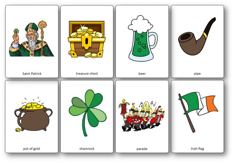 Saint Patrick's Day Vocabulary : 32 printable flashcards - Saint ...