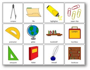 Classroom Objects Memory Game - Free Printable - Speak and Play English