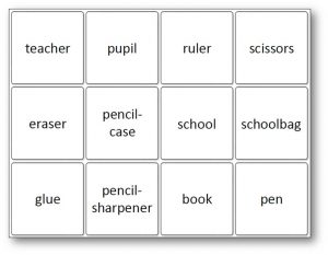 Classroom Objects Memory Game - Free Printable - Speak and Play English