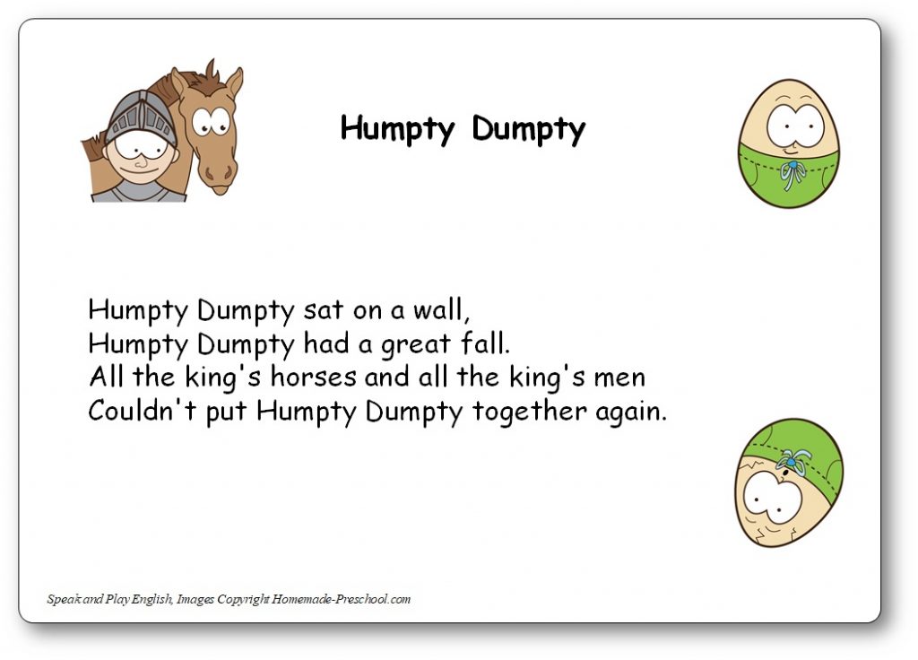 Humpty Dumpty Song with Lyrics and Music - Humpty Dumpty in French and ...