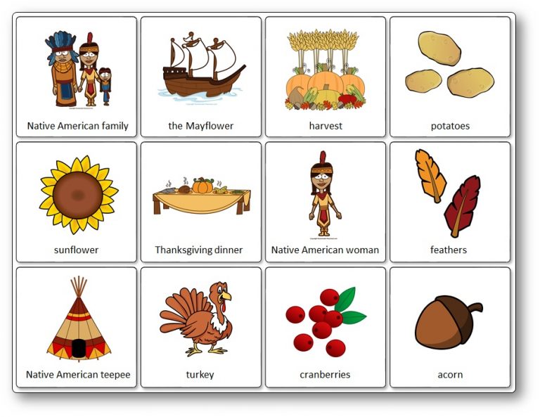 Thanksgiving Matching Game - Free Printable - Speak and Play English