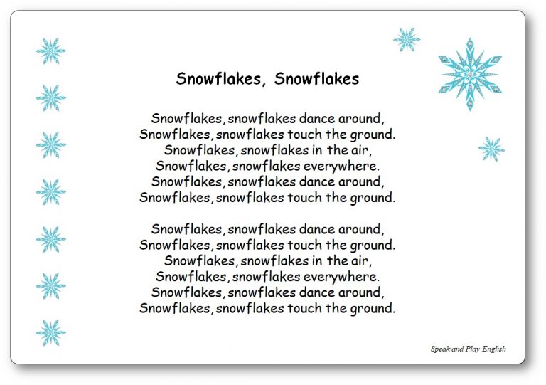 Snowflakes Snowflakes - Winter Song with Lyrics and Music - Speak and ...
